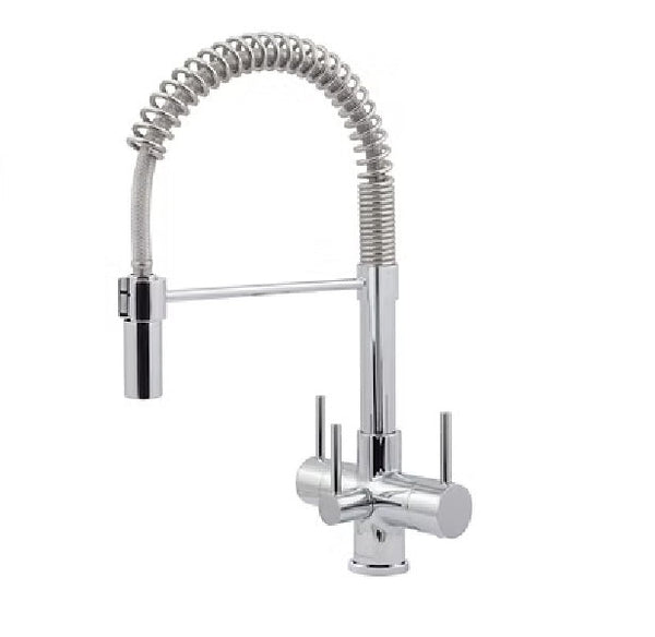 Milano 3-Way Brushed Steel Kitchen Filter Tap with QC100 Filter System ...